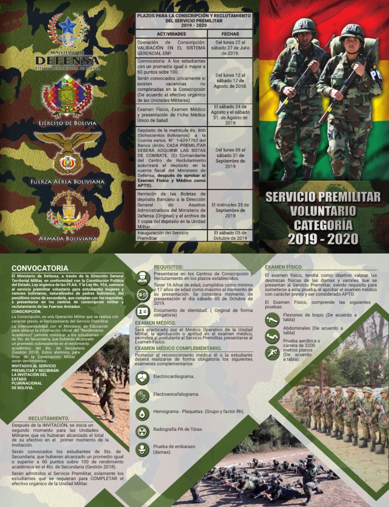 Requisitos para Premilitar Bolivia 2023